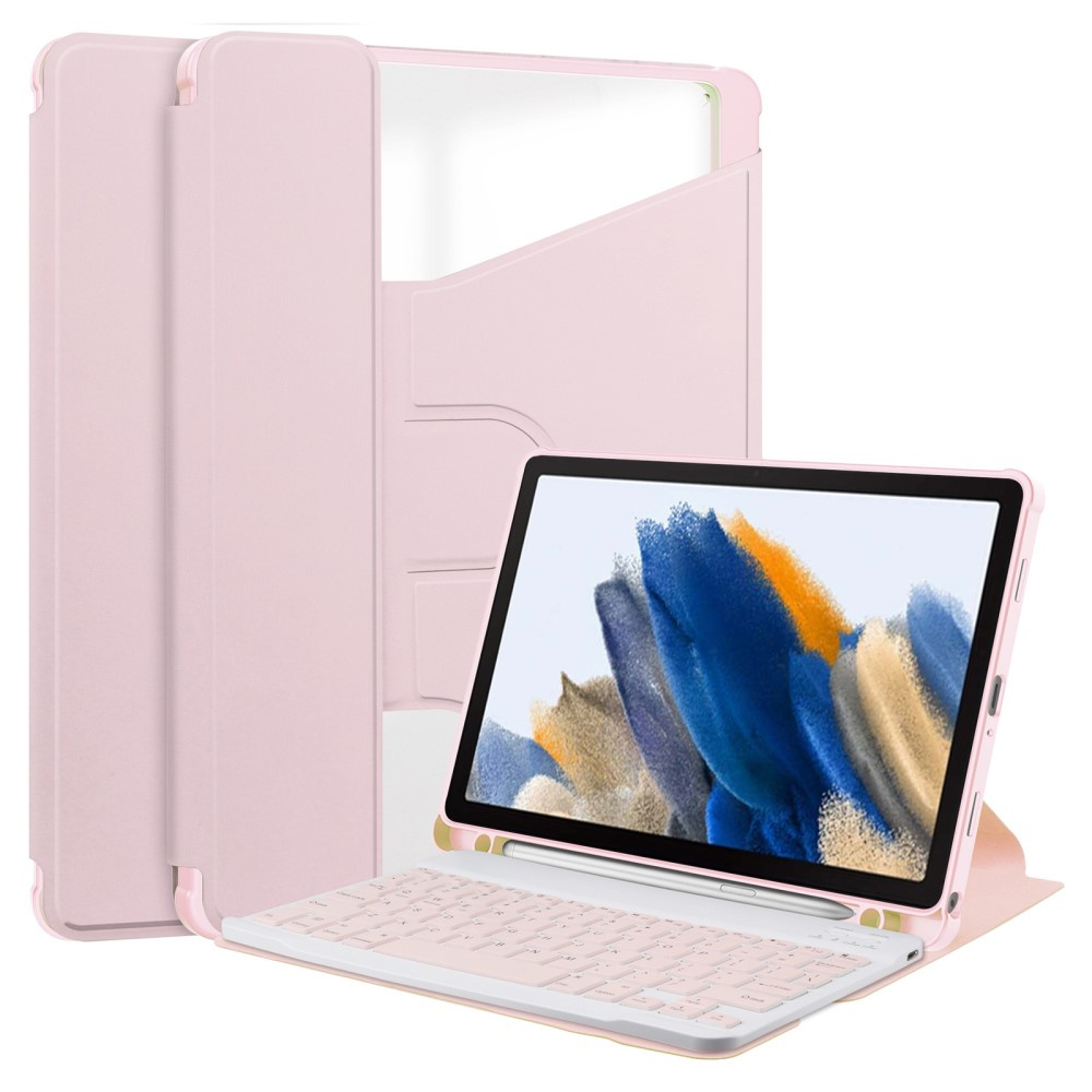 Etui z klawiaturą do Samsung Galaxy Tab A9+, Rotary 360° Leather, różowe rose gold - sklep XGSM.pl