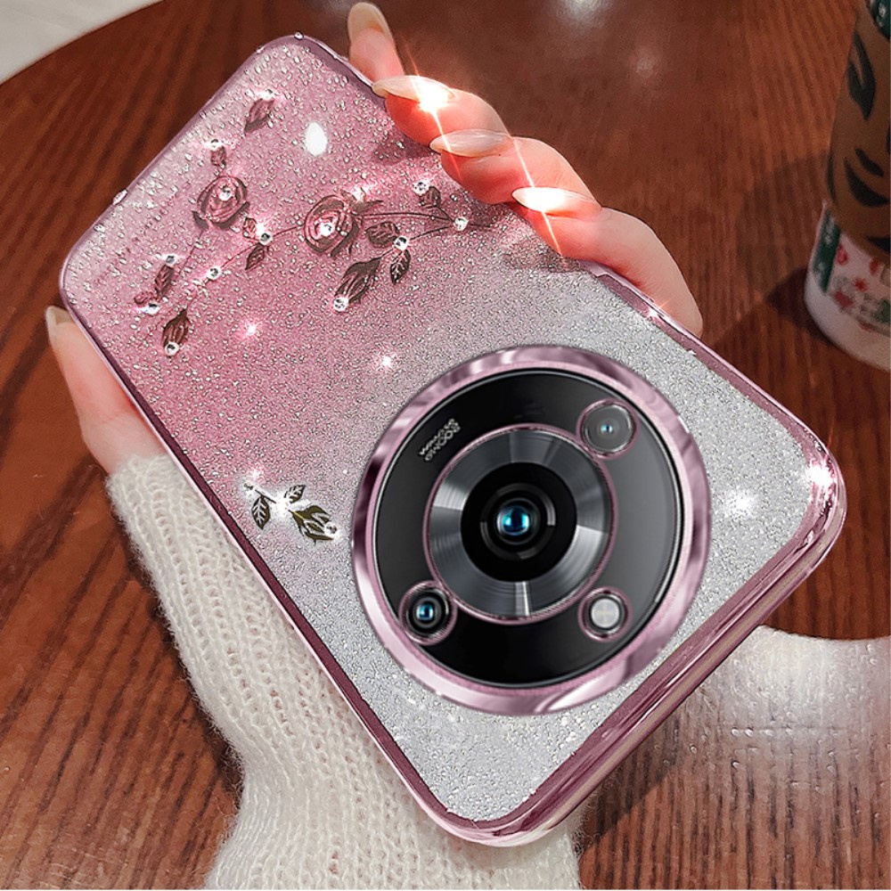 Etui do Realme 11 Pro 5G / Pro+ 5G, Glitter Flower, różowe rose gold - sklep XGSM.pl