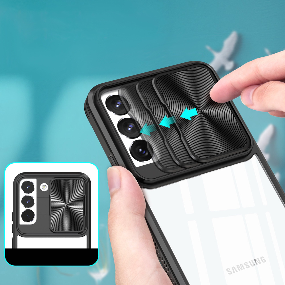 Etui do Samsung Galaxy S23 Plus, Slide Camera, czarne - sklep XGSM.pl