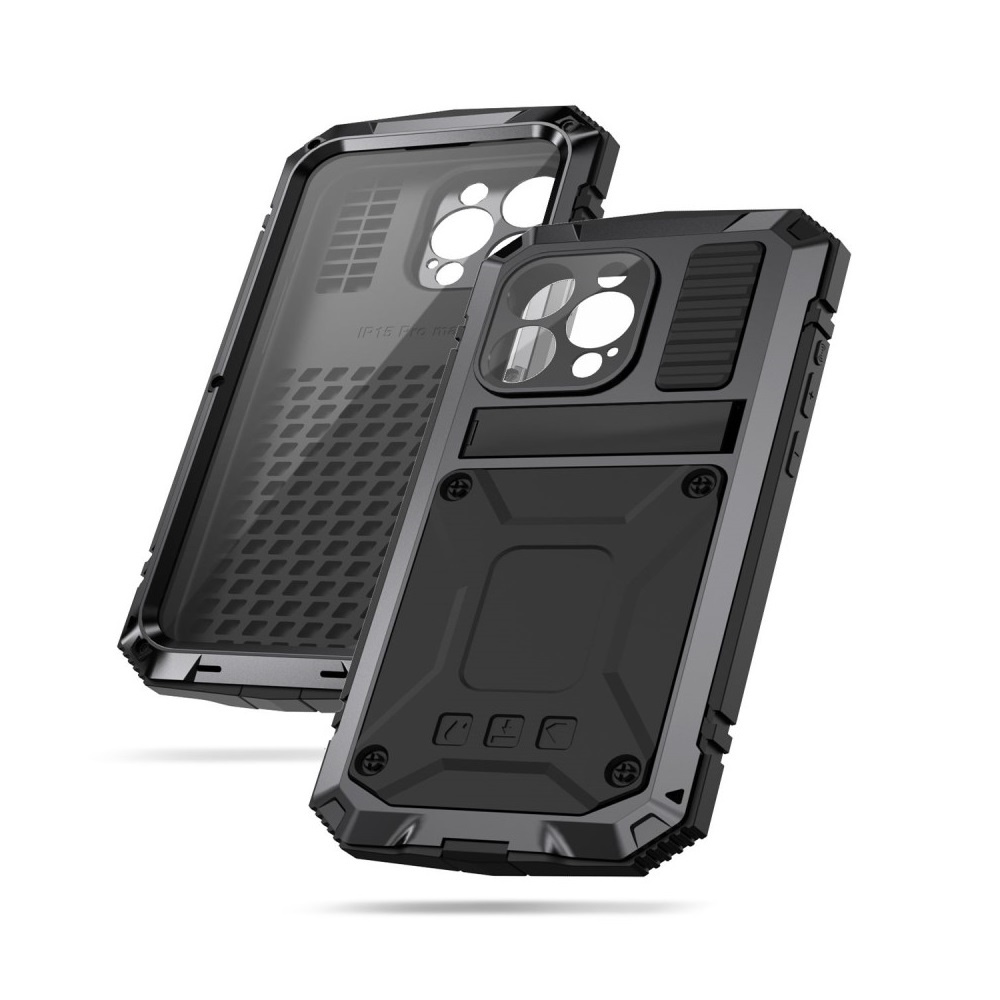 Etui do iPhone 15 Pro Max, R-JUST, pancerne, czarne - sklep XGSM.pl