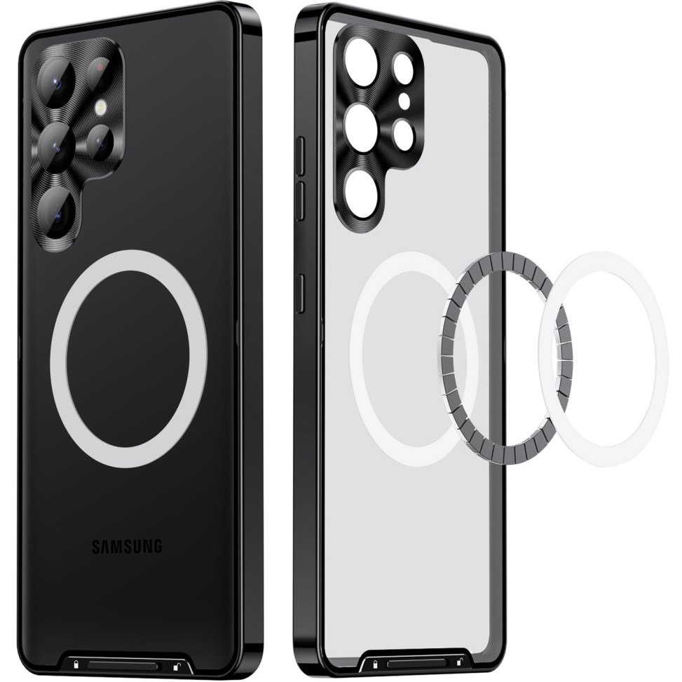 Etui z ochroną aparatu do Samsung Galaxy S23 Ultra, do MagSafe, przezroczyste / czarne - sklep ...